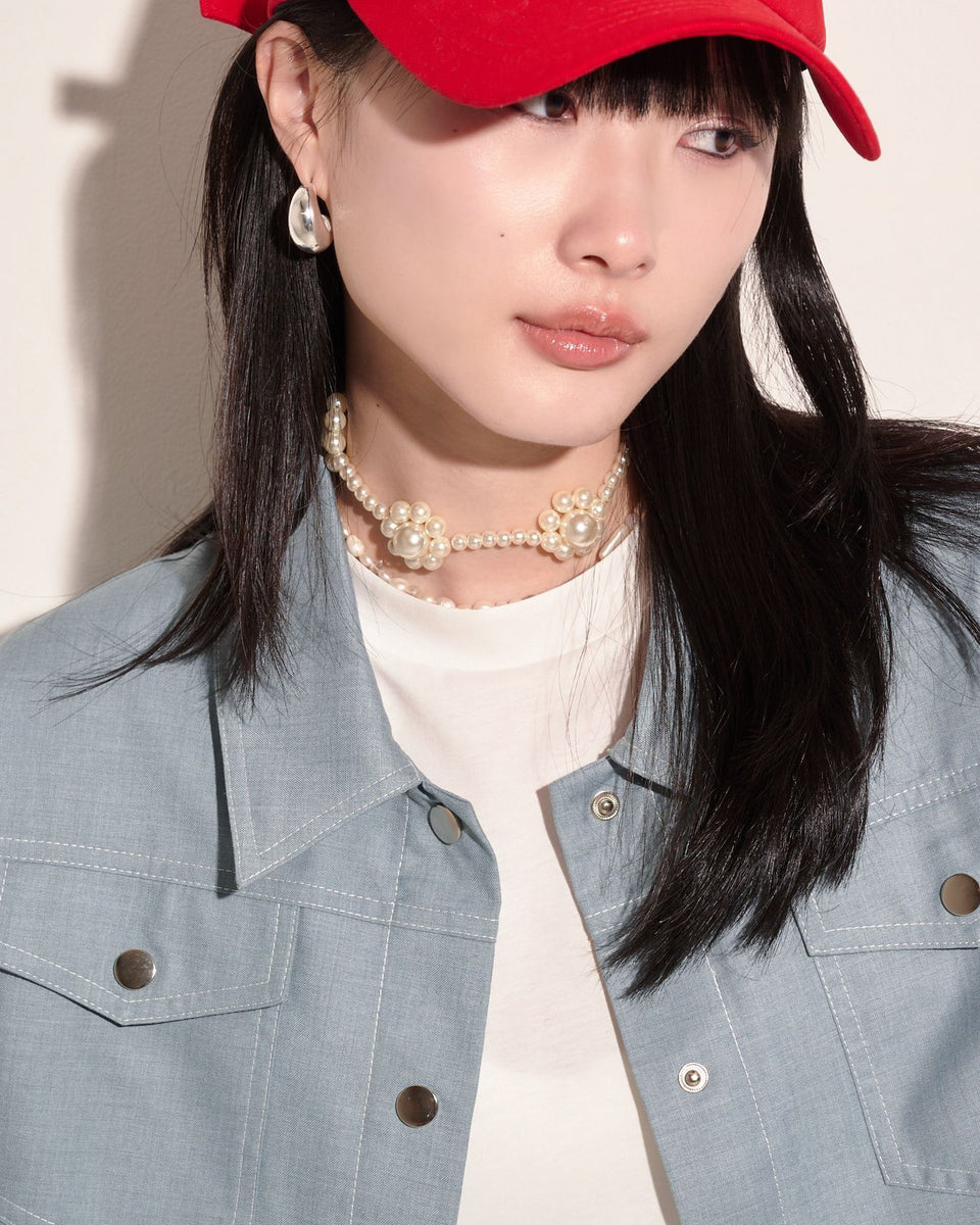 aalis KIMI white stitches drop shoulder jacket (Blue) – aalis.hk